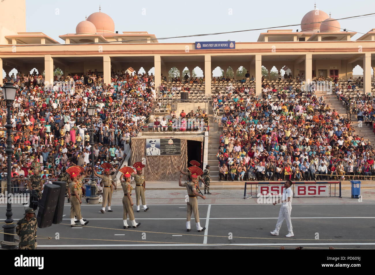 Wagah-Attari border ceremony. Border between India and Pakistan about ...