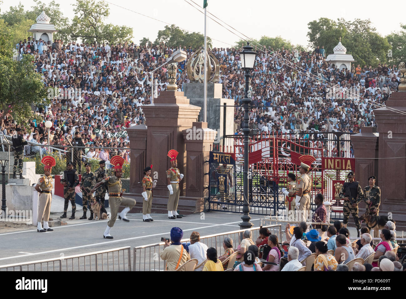 Wagah-Attari border ceremony. Border between India and Pakistan about ...