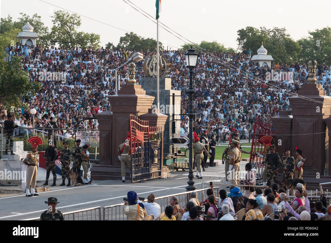Wagah-Attari border ceremony. Border between India and Pakistan about ...