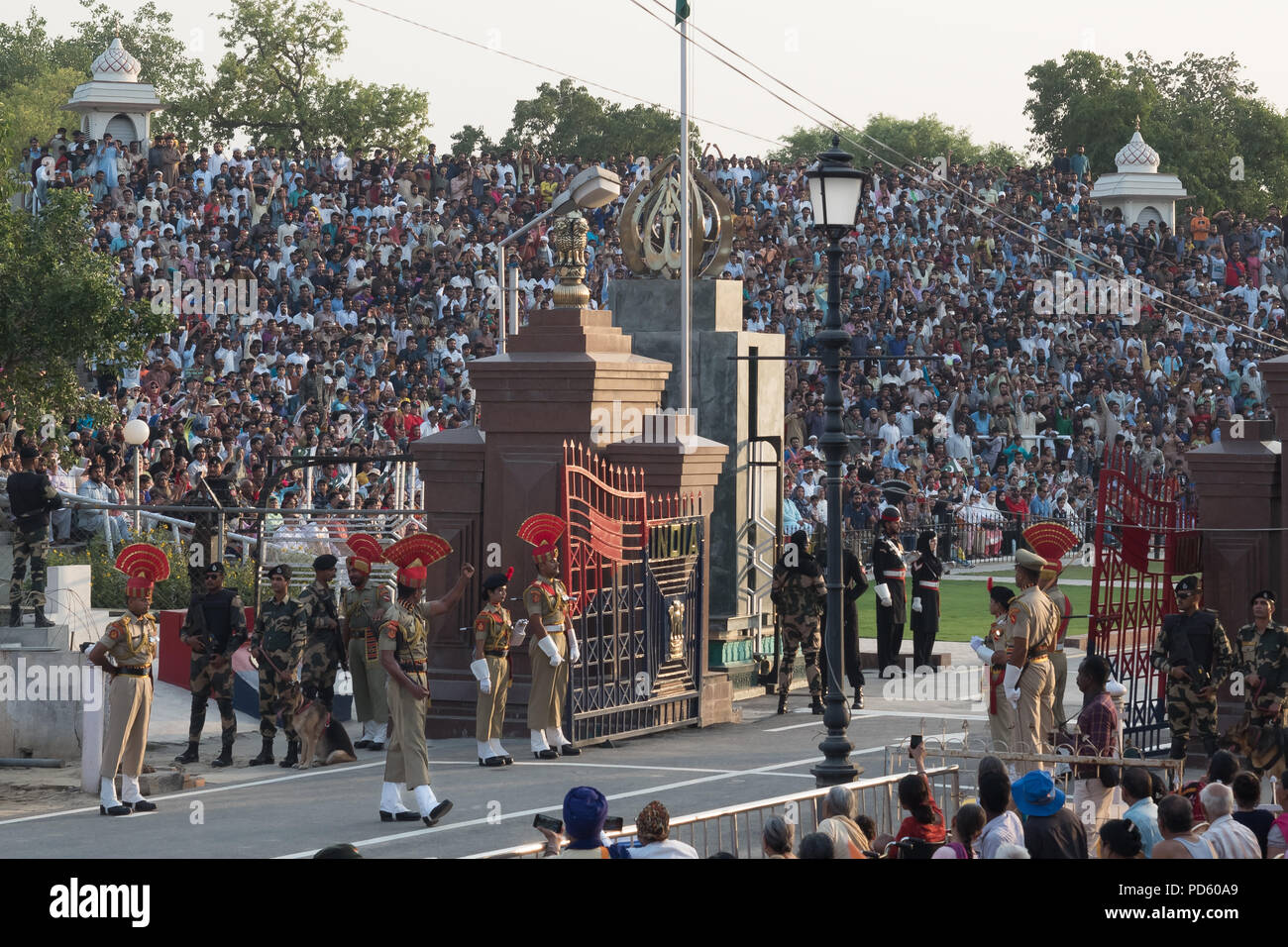 Wagah-Attari border ceremony. Border between India and Pakistan about ...