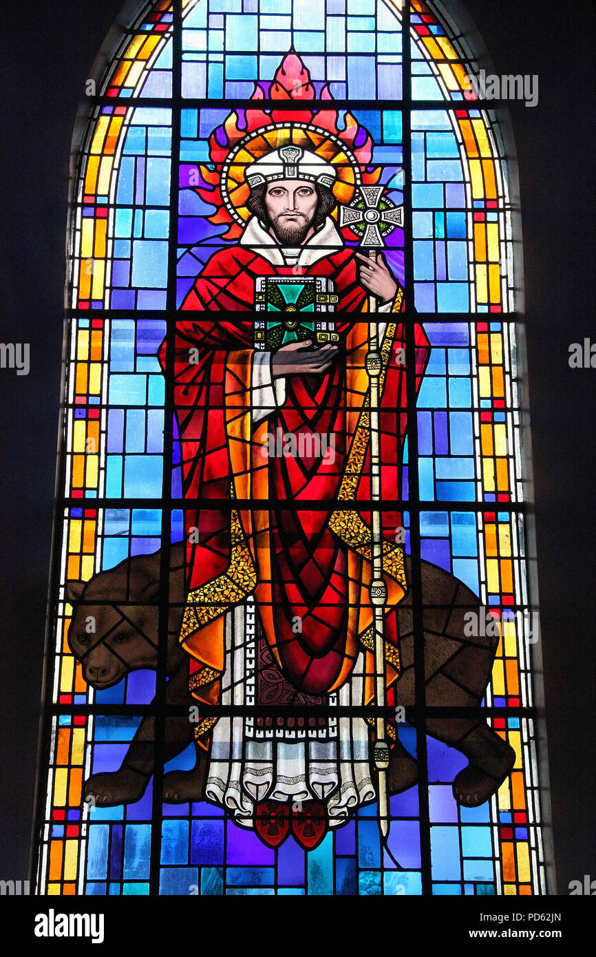 Stained glass window at the Church of Saint Finbarr and All Angels in ...