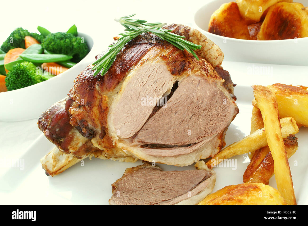 roast leg of lamb dinner Stock Photo - Alamy