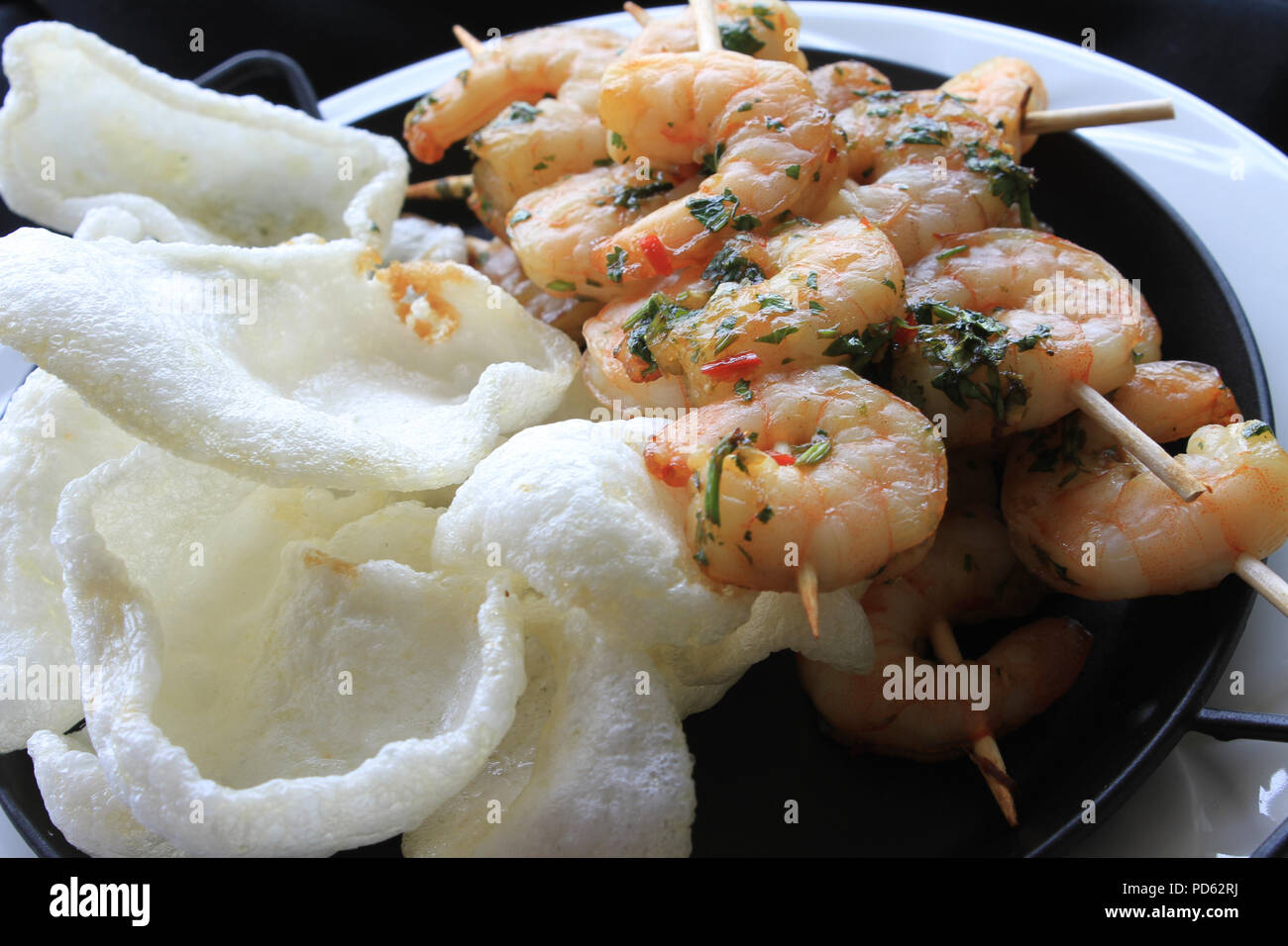 skewered prawn kebabs Stock Photo - Alamy