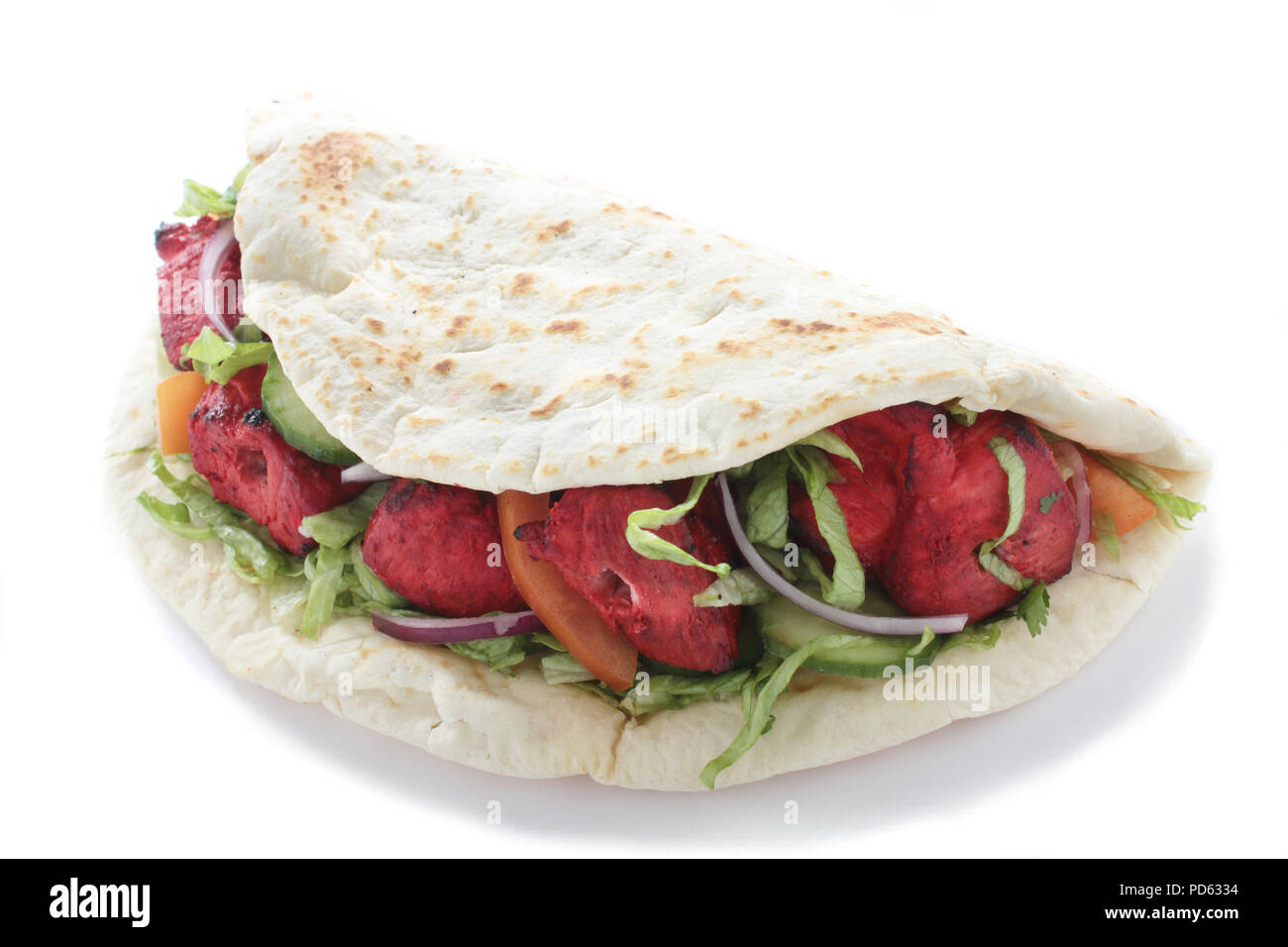 indian tikka shish kebab naan wrap Stock Photo - Alamy