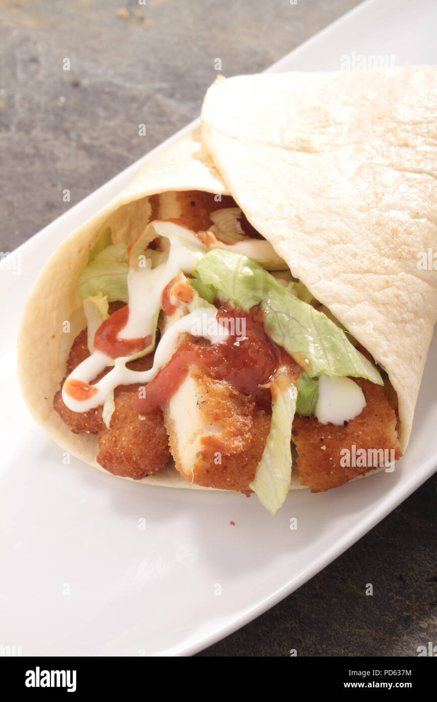Indian chicken wrap Stock Photo - Alamy