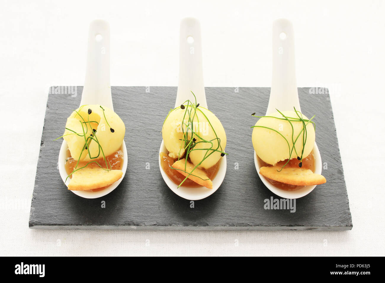 cheese canape appetizer Stock Photo - Alamy
