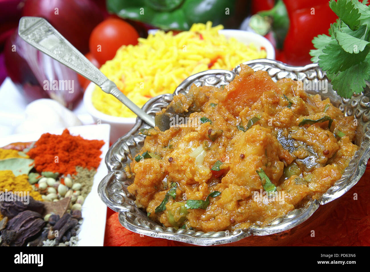 traditional indian curry meal Stock Photo - Alamy