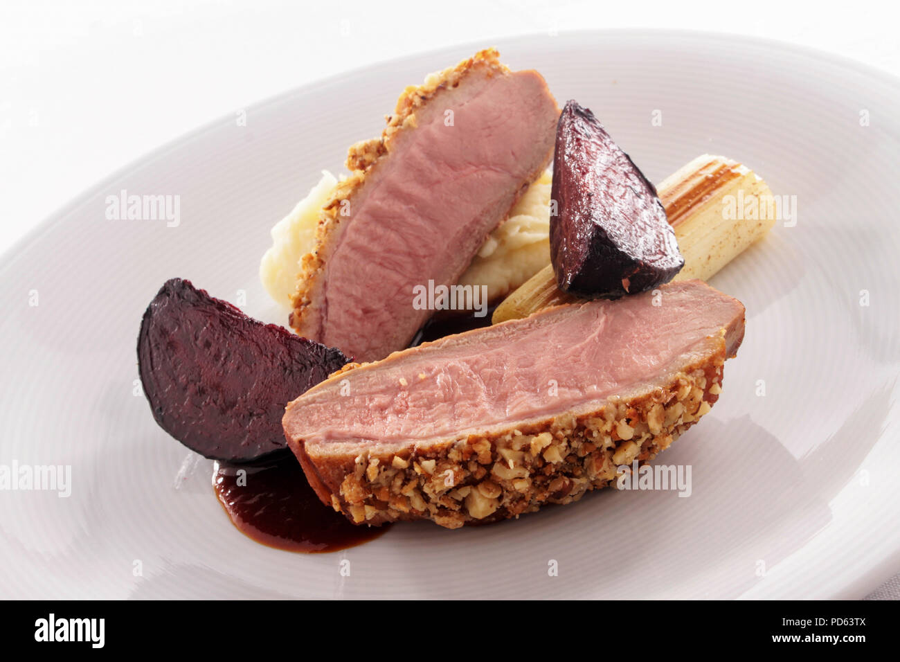 Plated pork starter hi-res stock photography and images - Alamy
