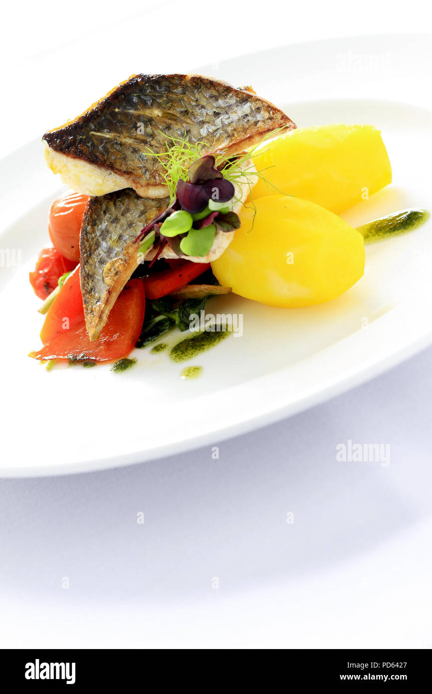 Plated fish main Cut Out Stock Images & Pictures - Alamy
