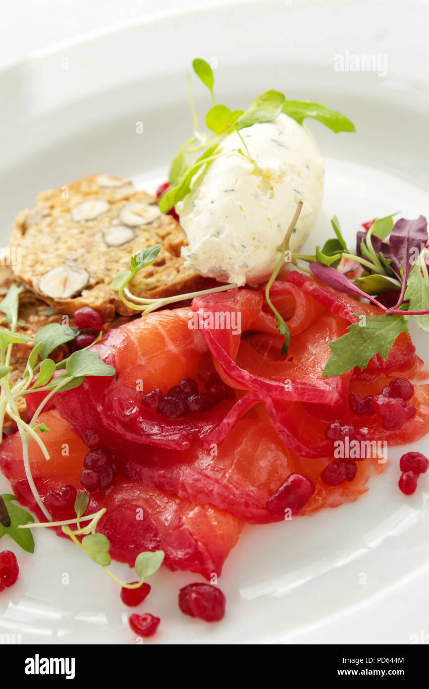 Plated smoked salmon starter hi-res stock photography and images - Alamy