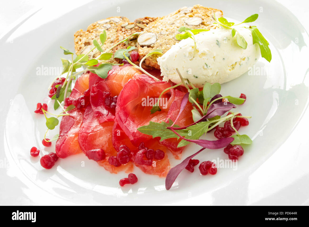 beetroot smoked salmon appetizer Stock Photo - Alamy