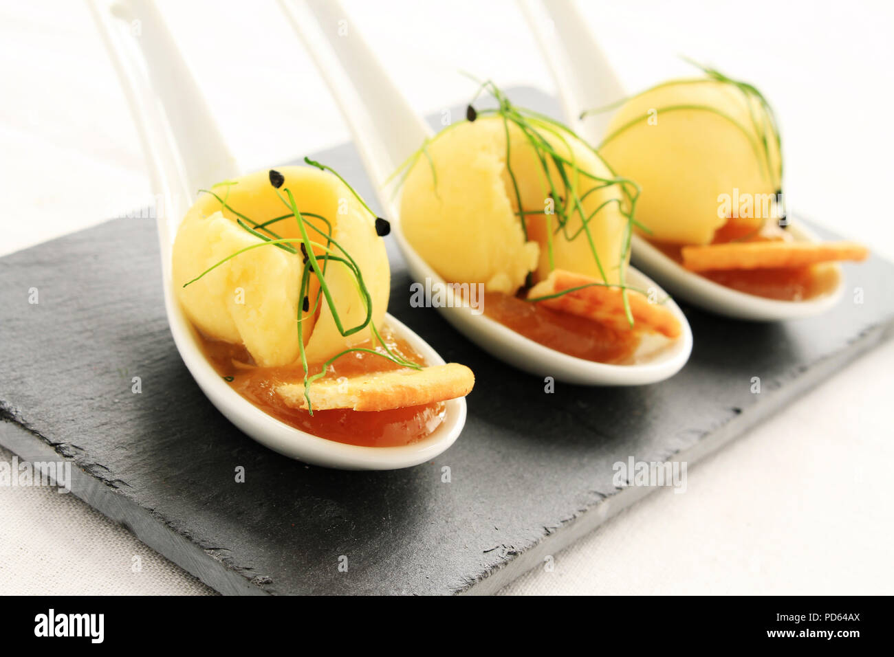 cheese canape appetizer Stock Photo - Alamy