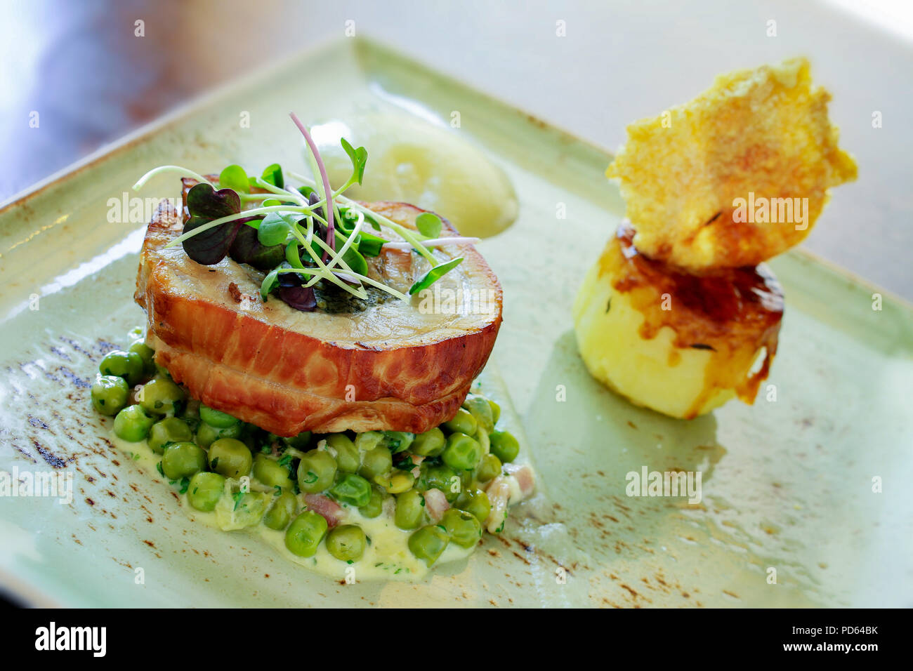 plated pork meal Stock Photo - Alamy