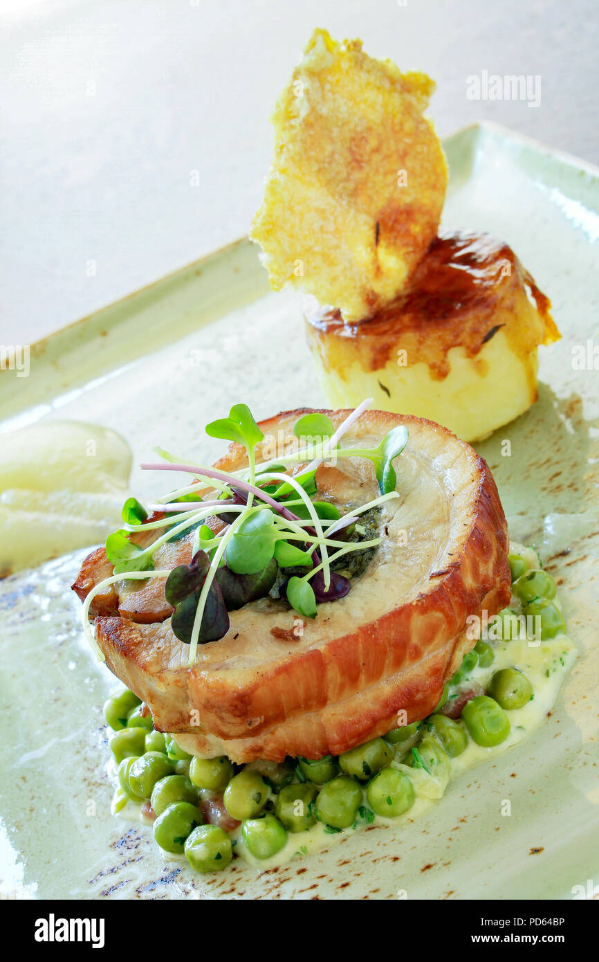 plated pork meal Stock Photo - Alamy
