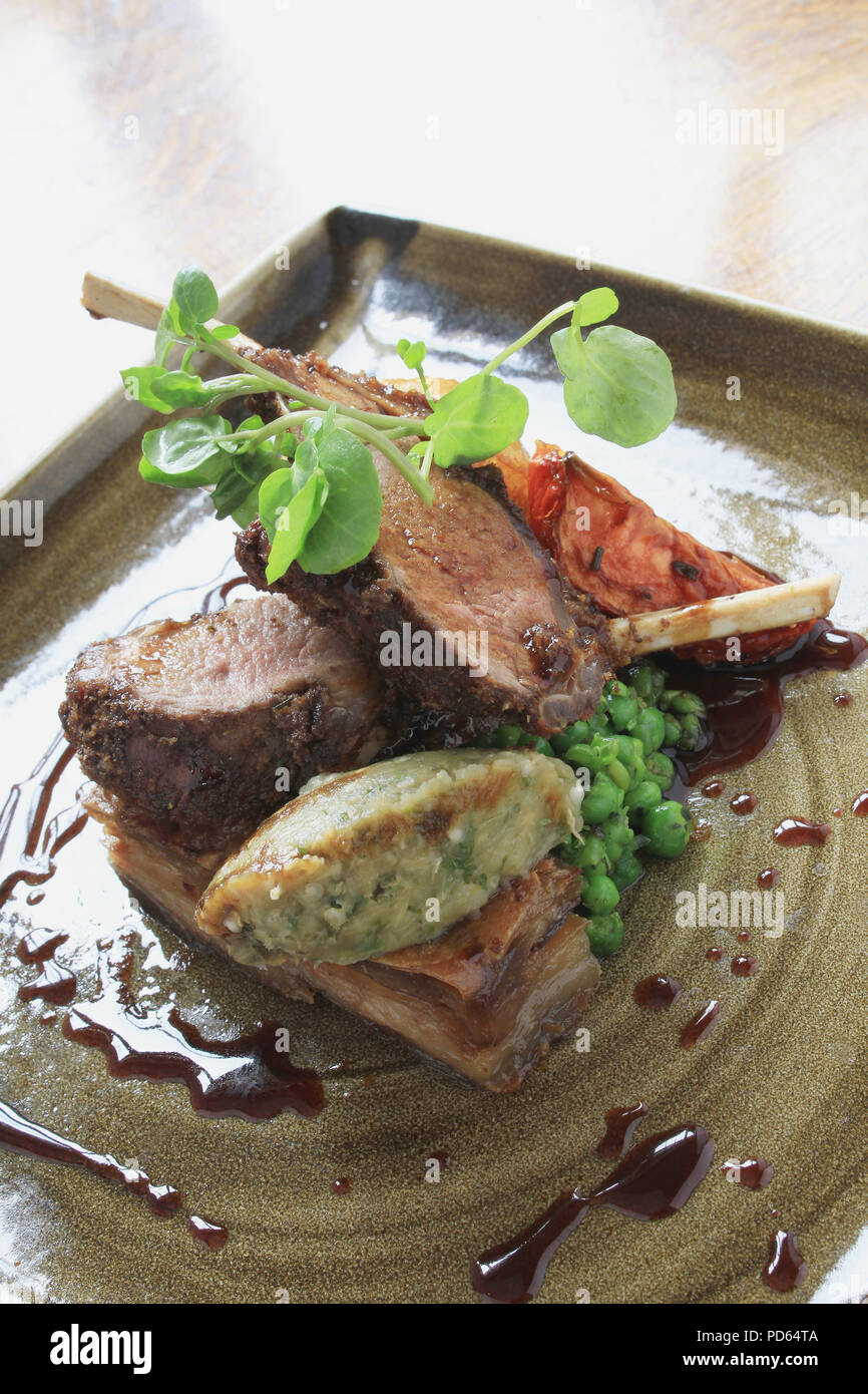 plated lamb main meal Stock Photo - Alamy