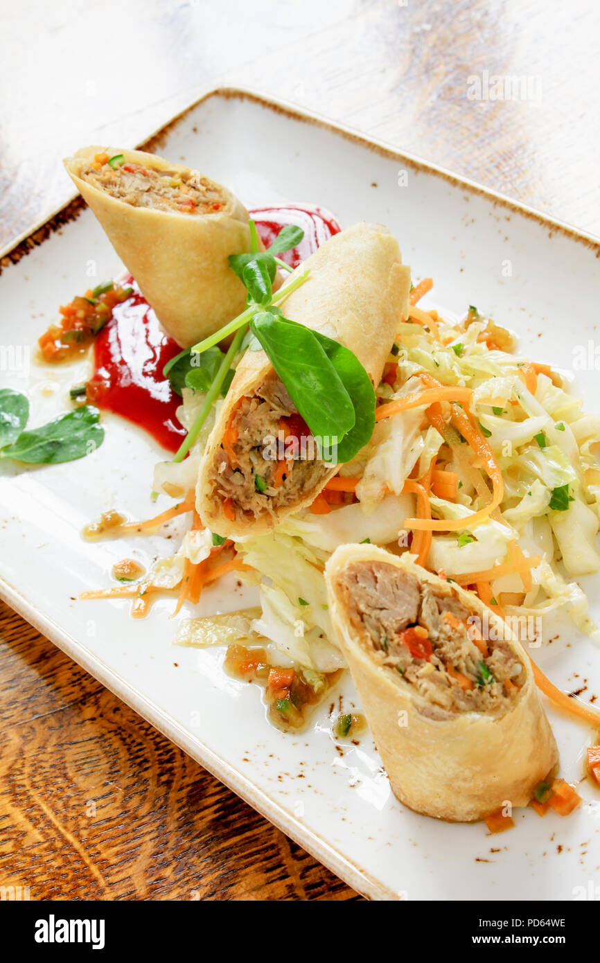 chinese spring roll appetizer Stock Photo - Alamy