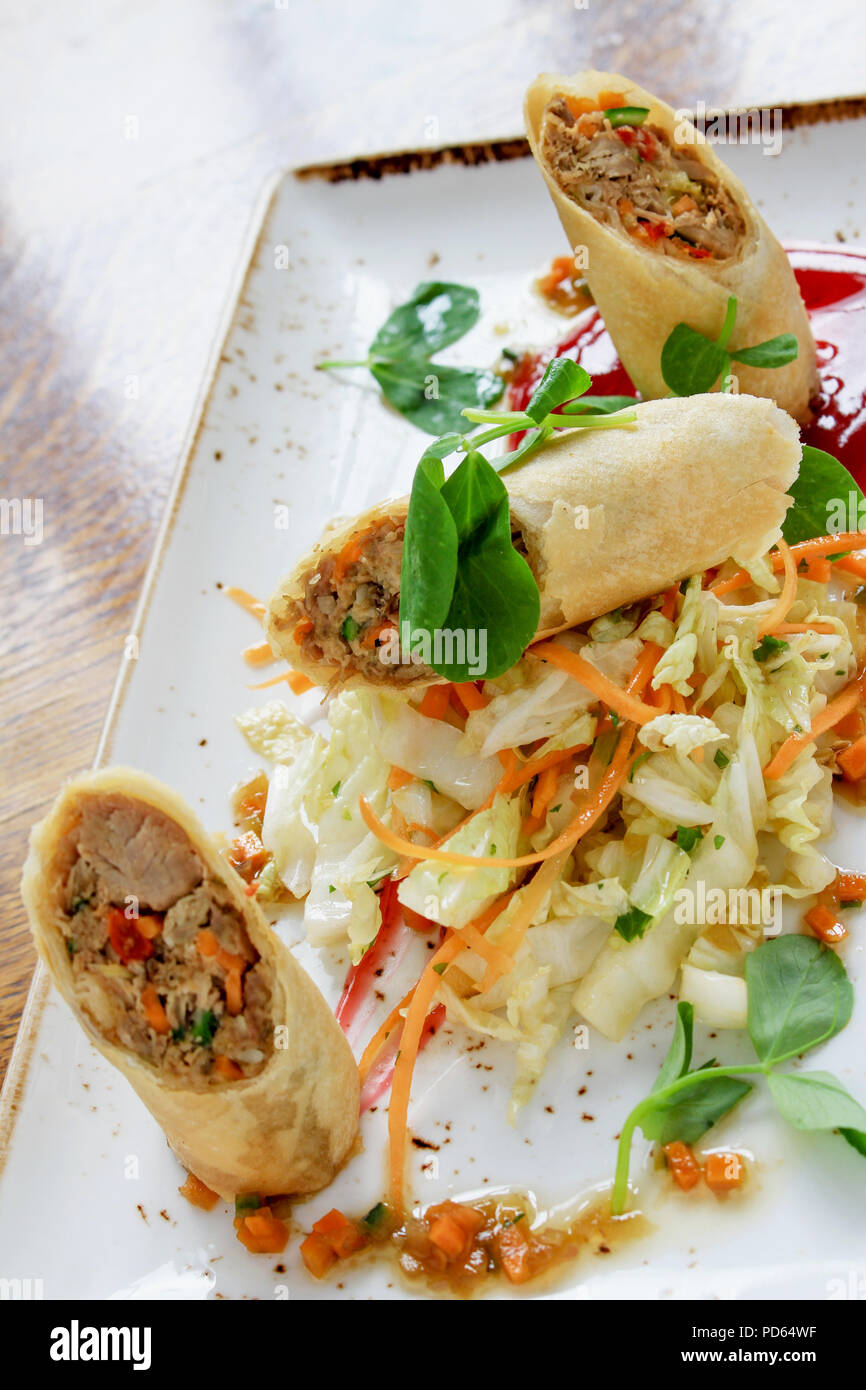 chinese spring roll appetizer Stock Photo - Alamy