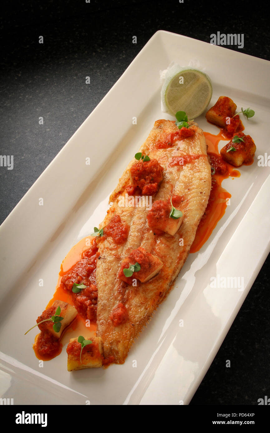 plated fish meal Stock Photo - Alamy