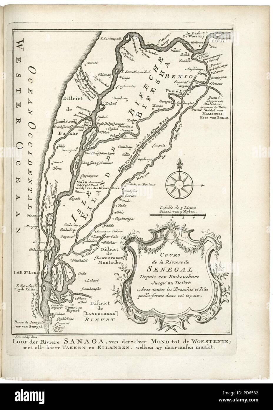 Map of the mouth of the Senegal river Stock Photo - Alamy