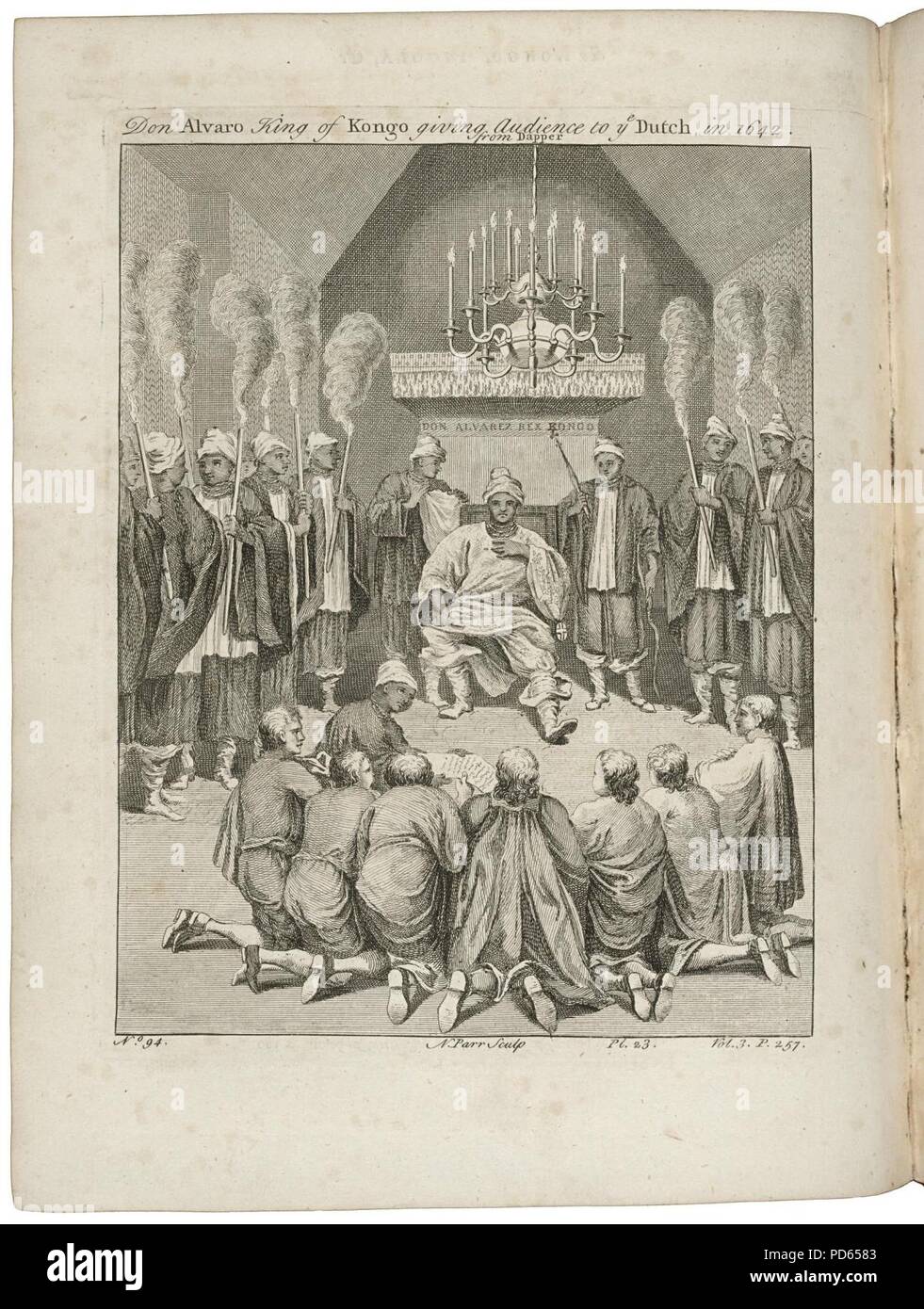 Don Alvaro, the King of Congo, gives an audience to the Dutch in 1642 ...