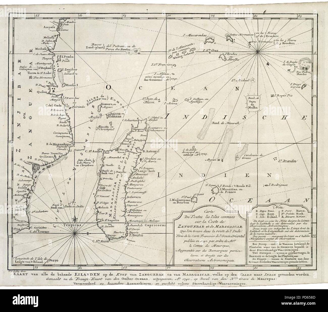 Map of part of the African east coast and Madagascar Stock Photo - Alamy