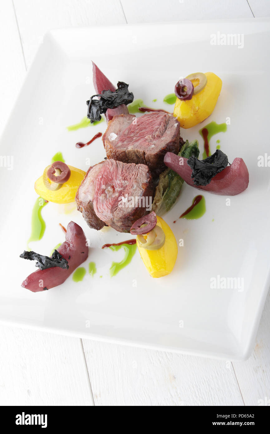 plated lamb main Stock Photo - Alamy