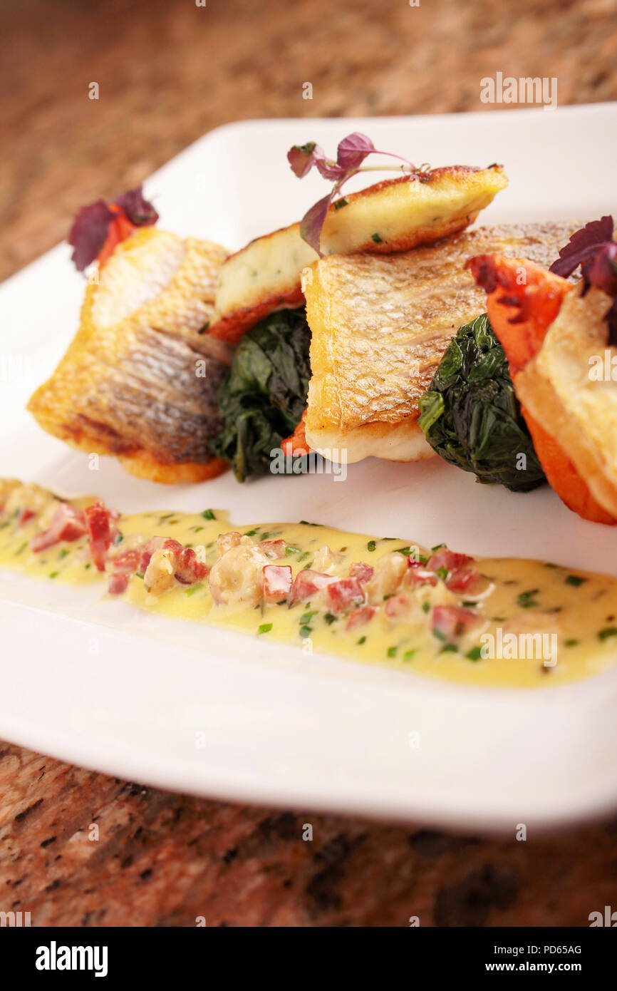 plated fish meal Stock Photo - Alamy