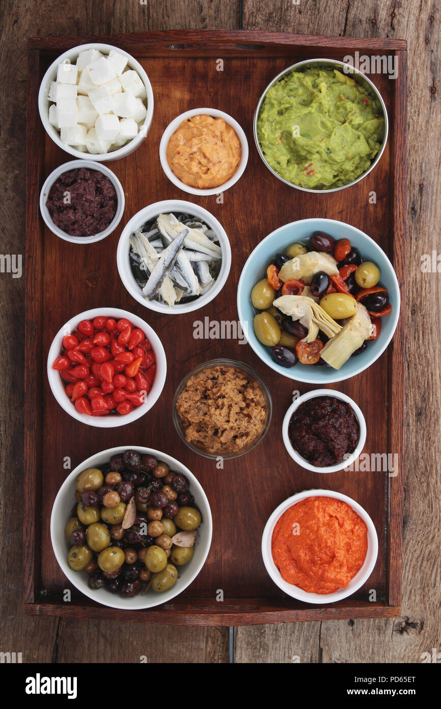 healthy finger food antipasta tapas selection Stock Photo - Alamy