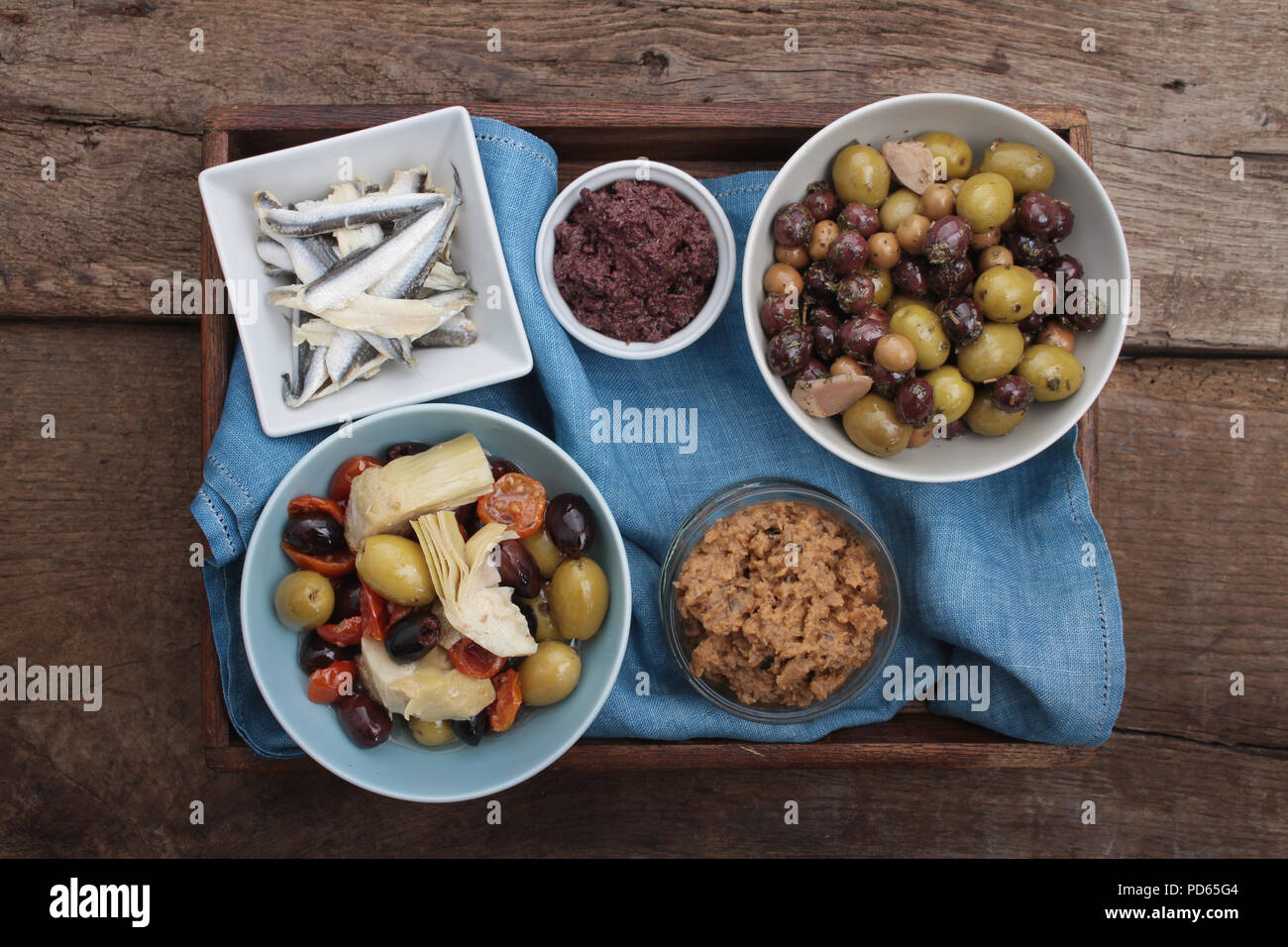 healthy finger food antipasta tapas selection Stock Photo - Alamy