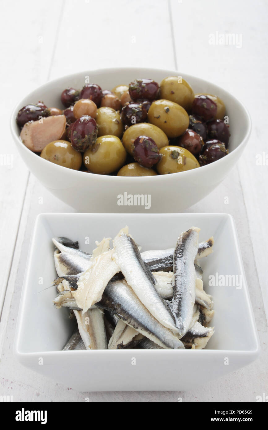 healthy finger food antipasta tapas selection Stock Photo - Alamy