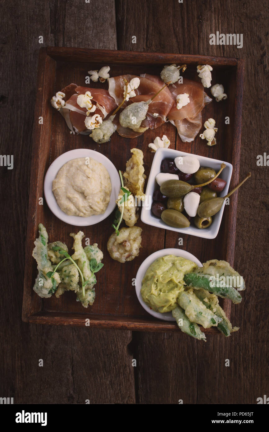 healthy finger food antipasta tapas selection Stock Photo - Alamy