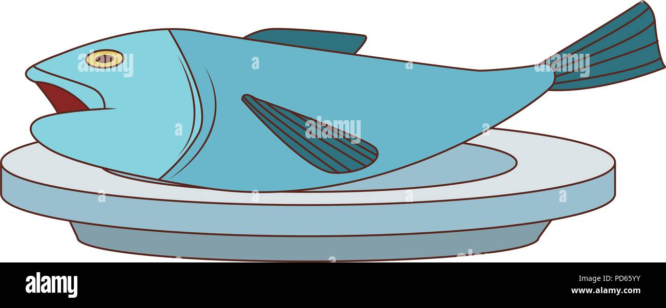Fish on dish Stock Vector Image & Art - Alamy