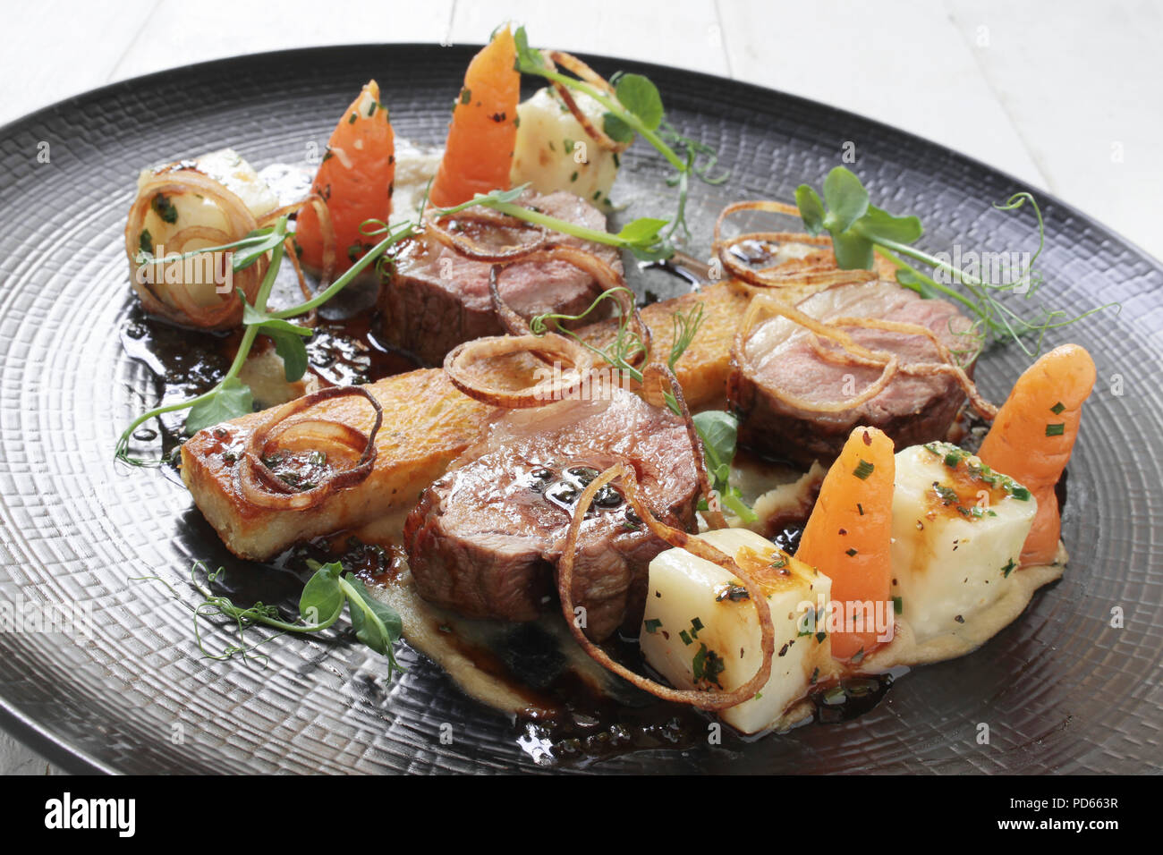 plated lamb main meal Stock Photo - Alamy
