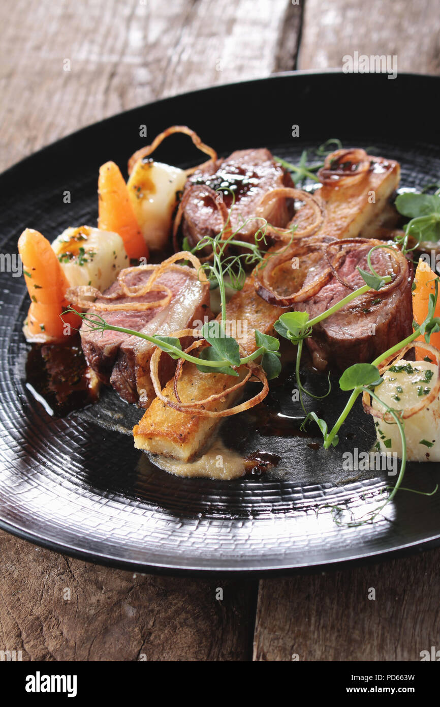 plated lamb main meal Stock Photo - Alamy