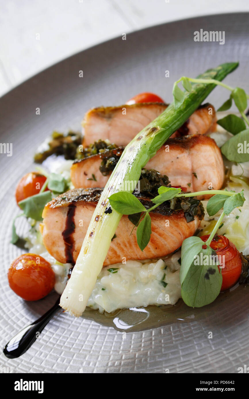 plated fish meal Stock Photo - Alamy