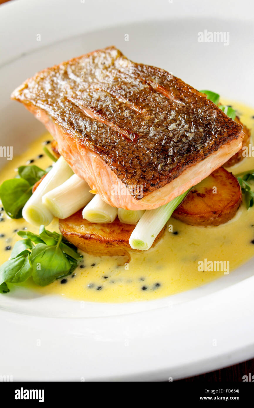 Plated salmon main hi-res stock photography and images - Alamy