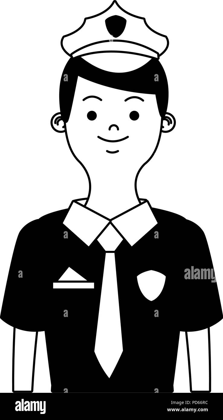 Police Officer Cartoon In Black And White Stock Vector Image And Art Alamy