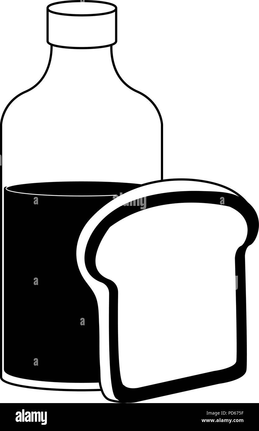 Milk bottle and bread in black and white Stock Vector Image & Art - Alamy