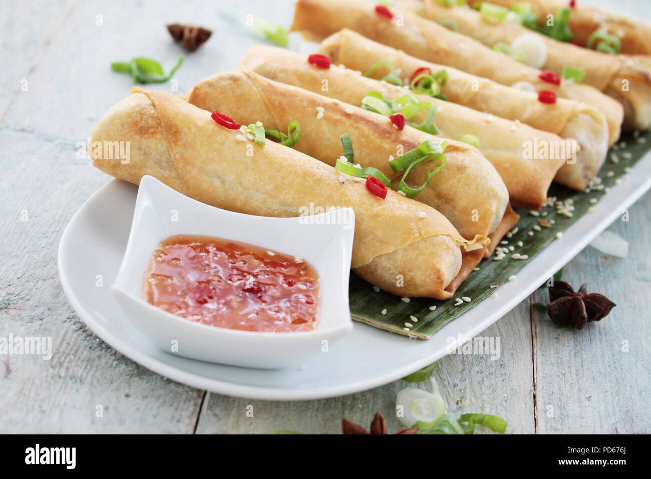 chinese spring roll appetizer Stock Photo - Alamy