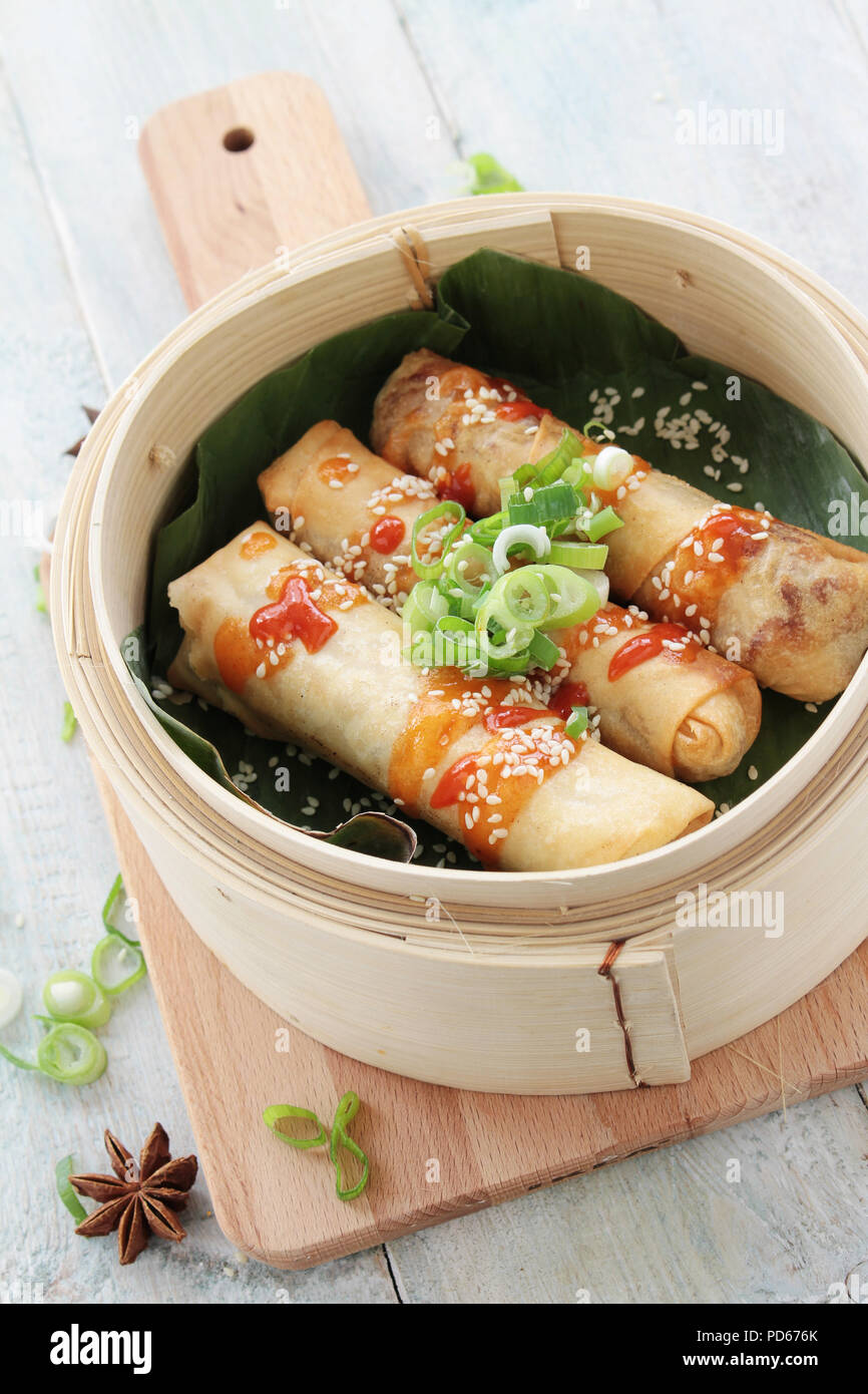 chinese spring roll appetizer Stock Photo - Alamy