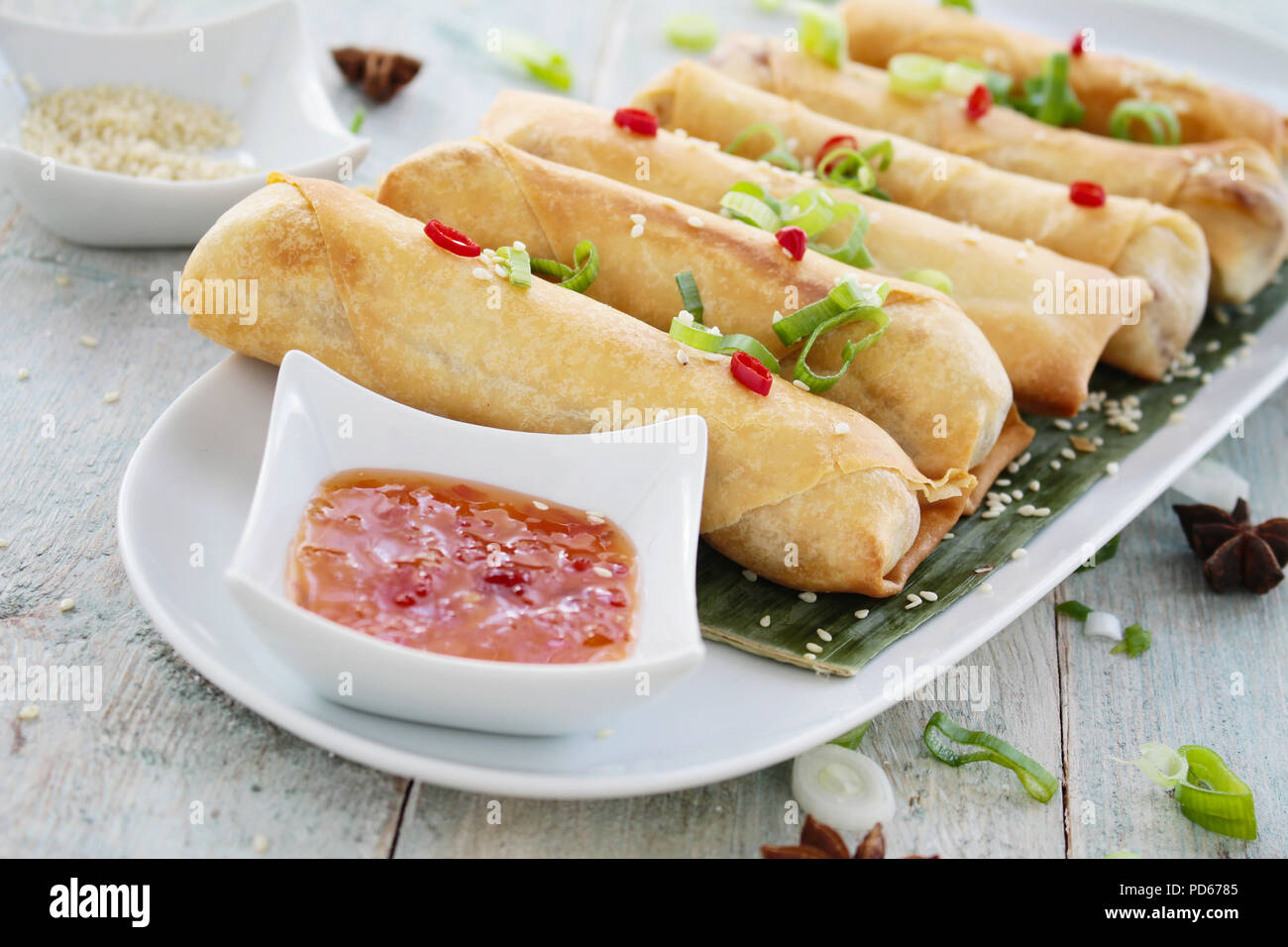 chinese spring roll appetizer Stock Photo - Alamy