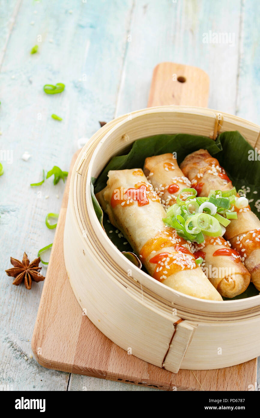 chinese spring roll appetizer Stock Photo - Alamy