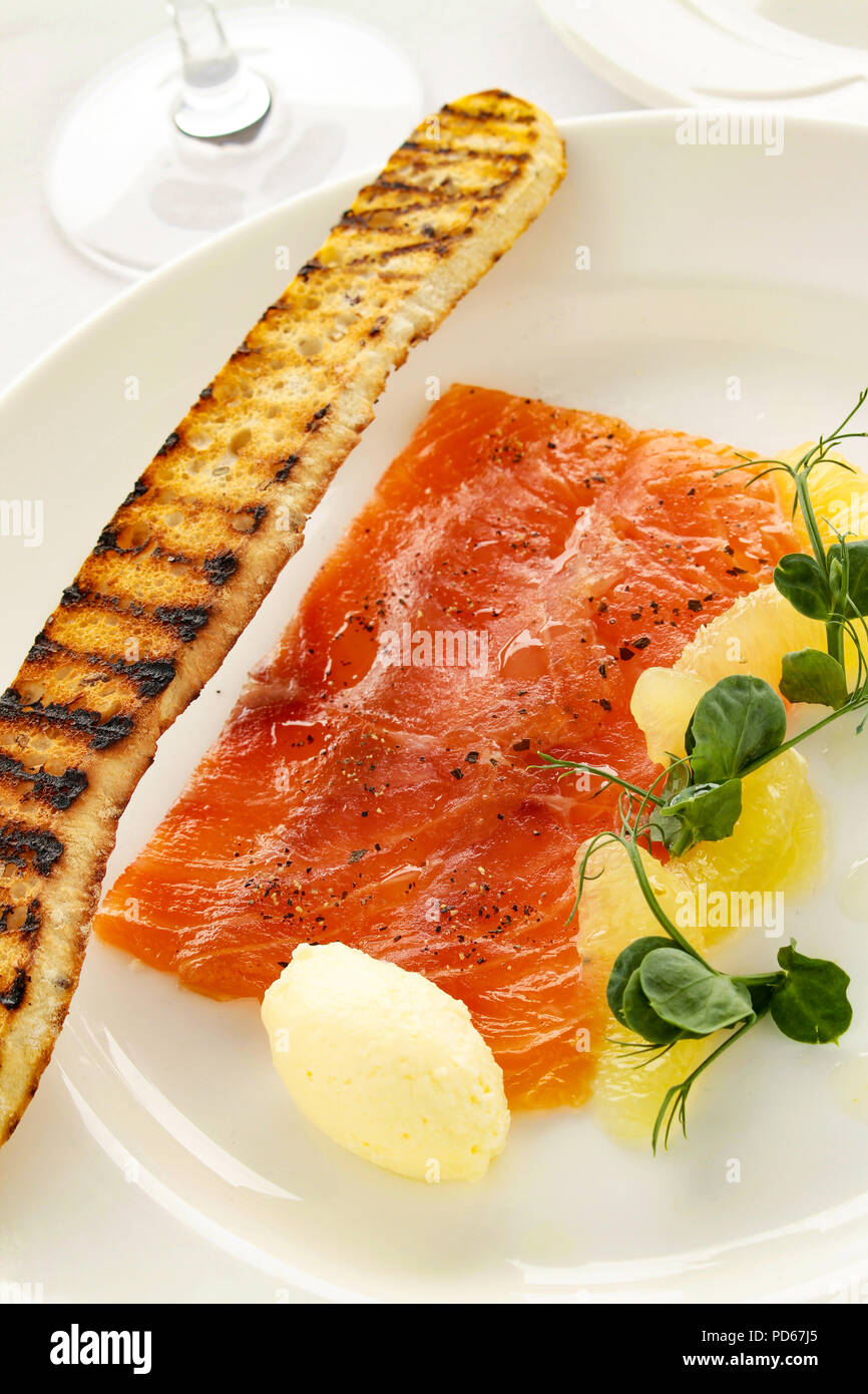 smoked salmon appetizer starter Stock Photo - Alamy