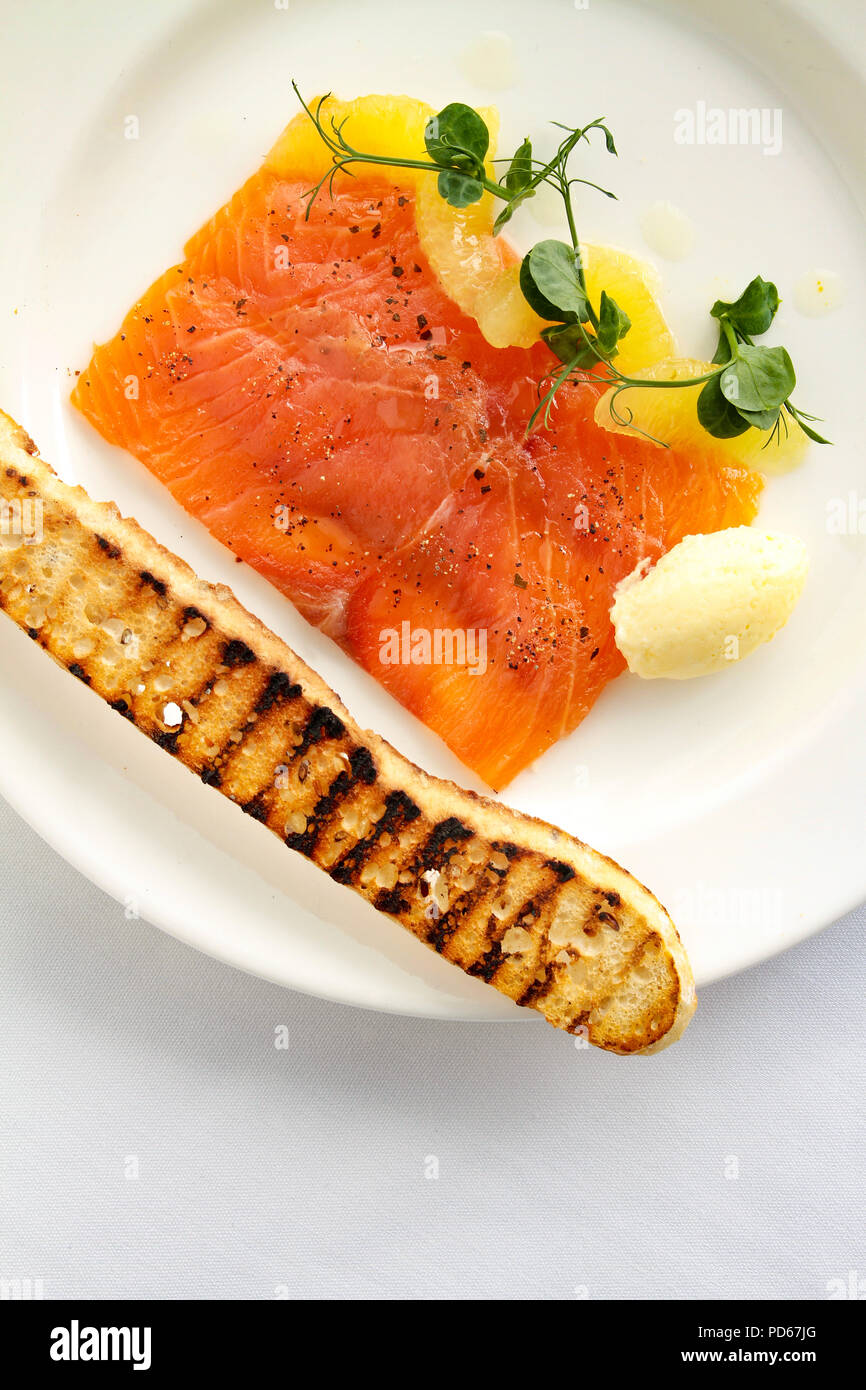 Plated smoked salmon starter hi-res stock photography and images - Alamy