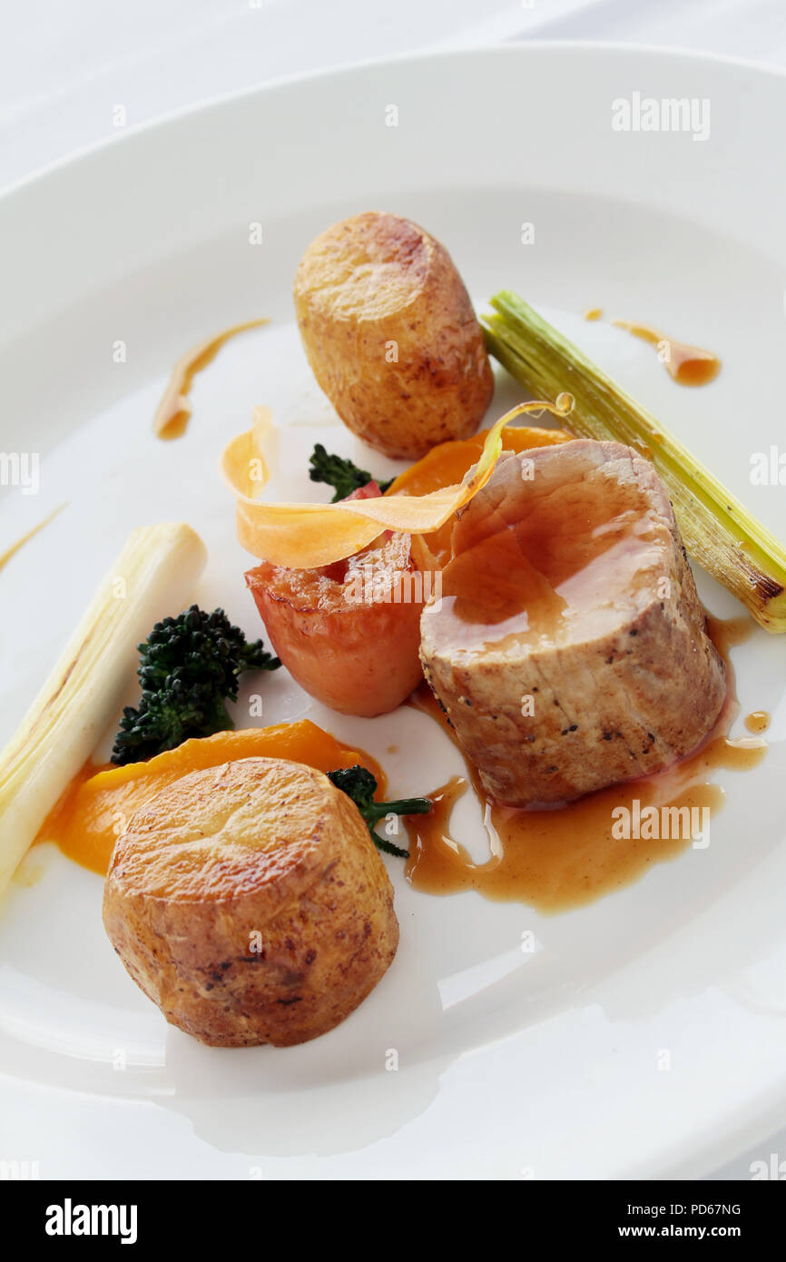 Plated pork loin meal hi-res stock photography and images - Alamy