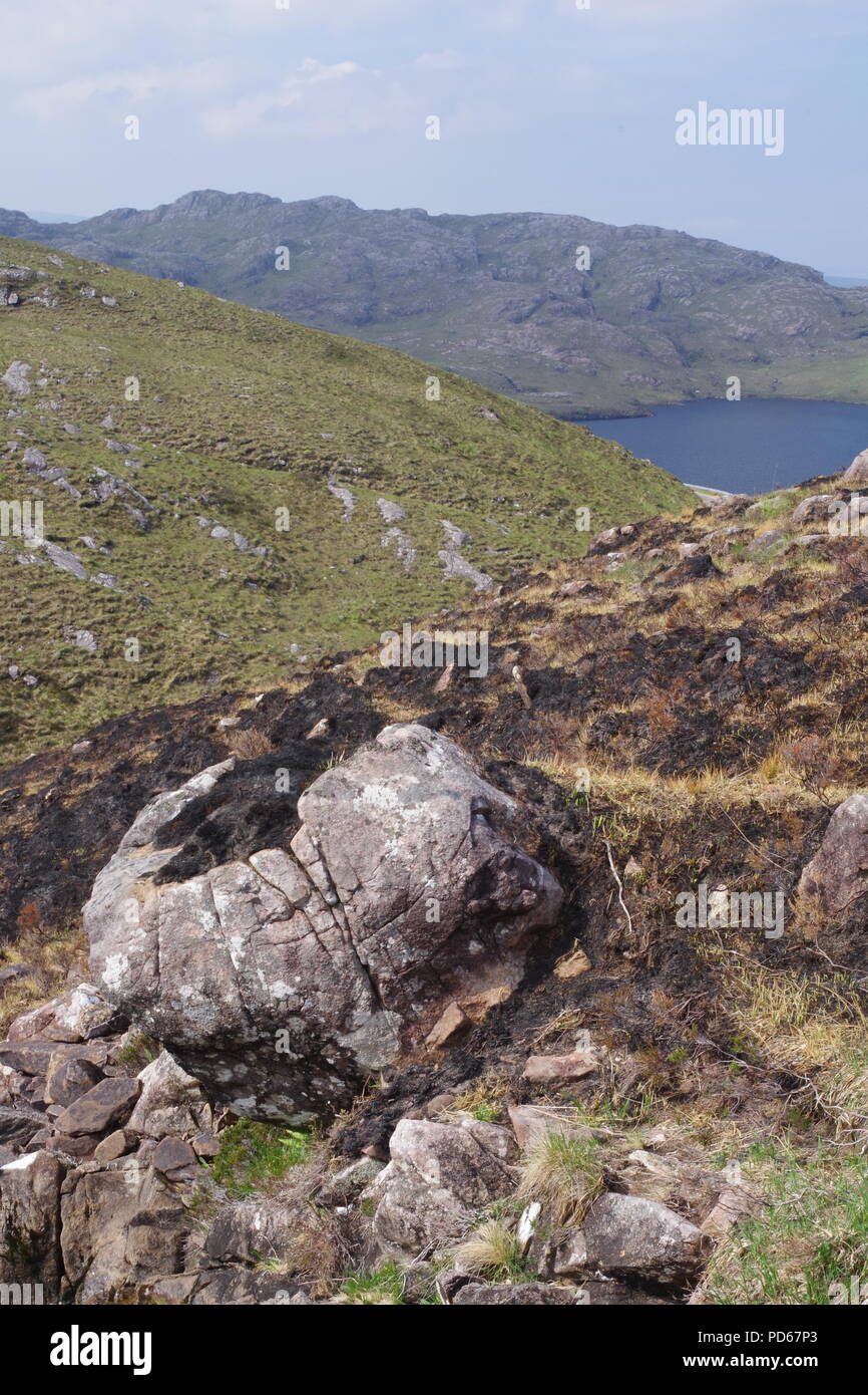 Loch Diabaigas Airde on a. Hazy Summers Day. Amid Rugged Highland ...