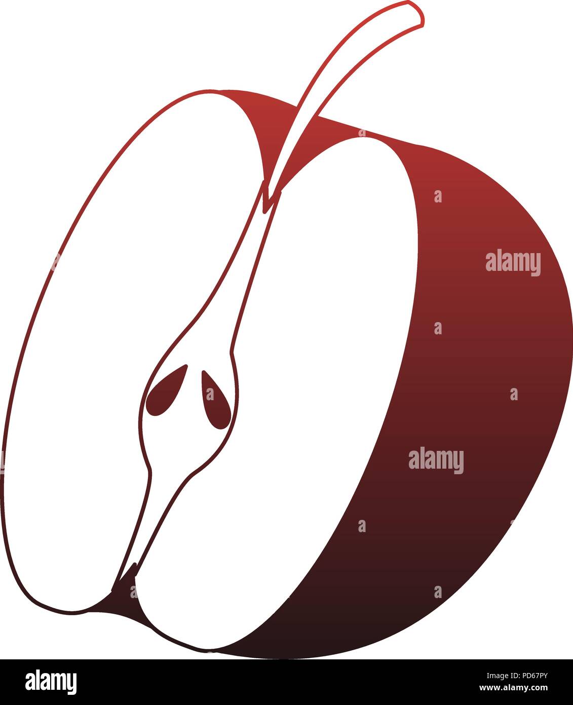 Apple half cut red lines Stock Vector Image & Art - Alamy