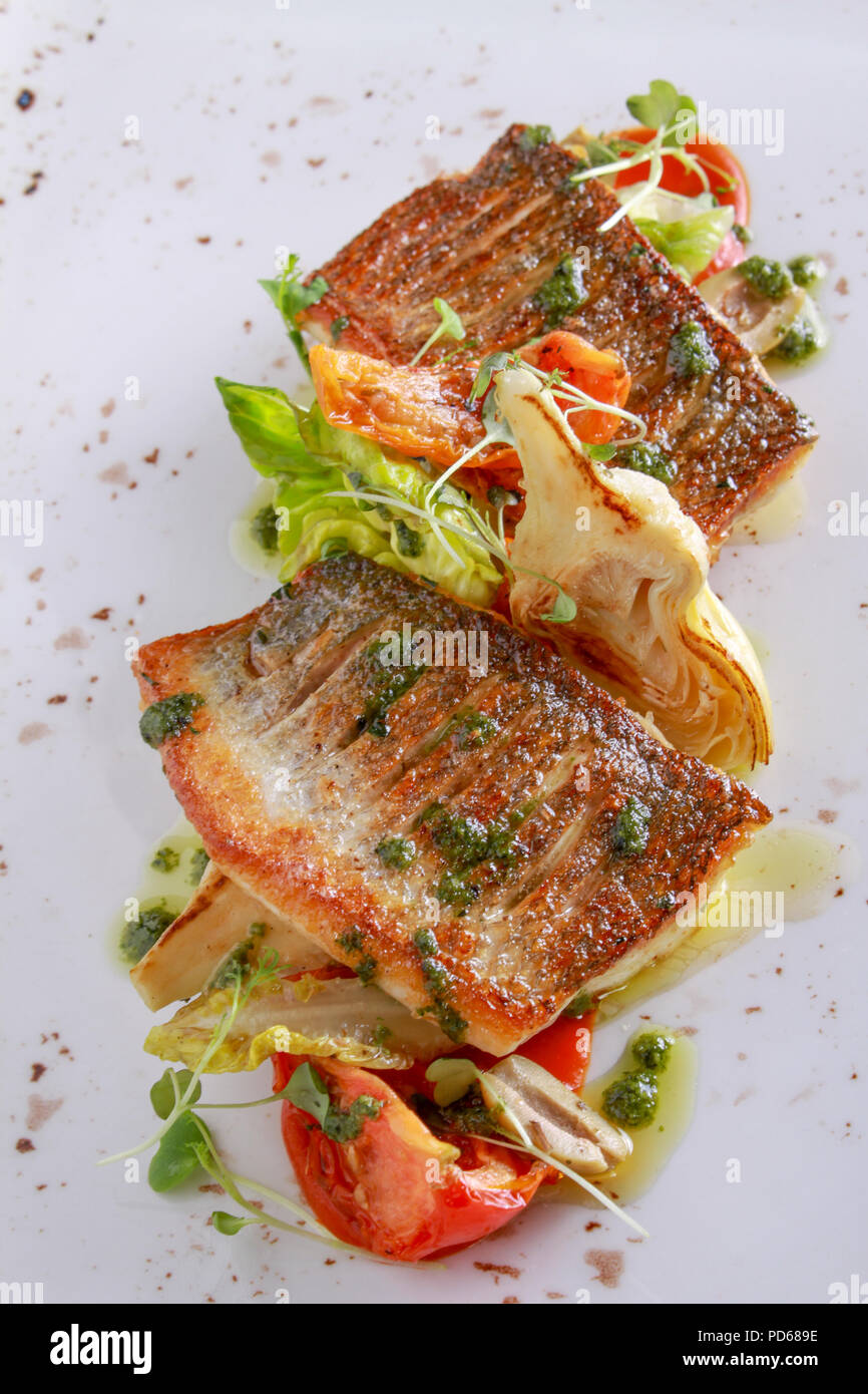 Plated sea bass meal hi-res stock photography and images - Alamy