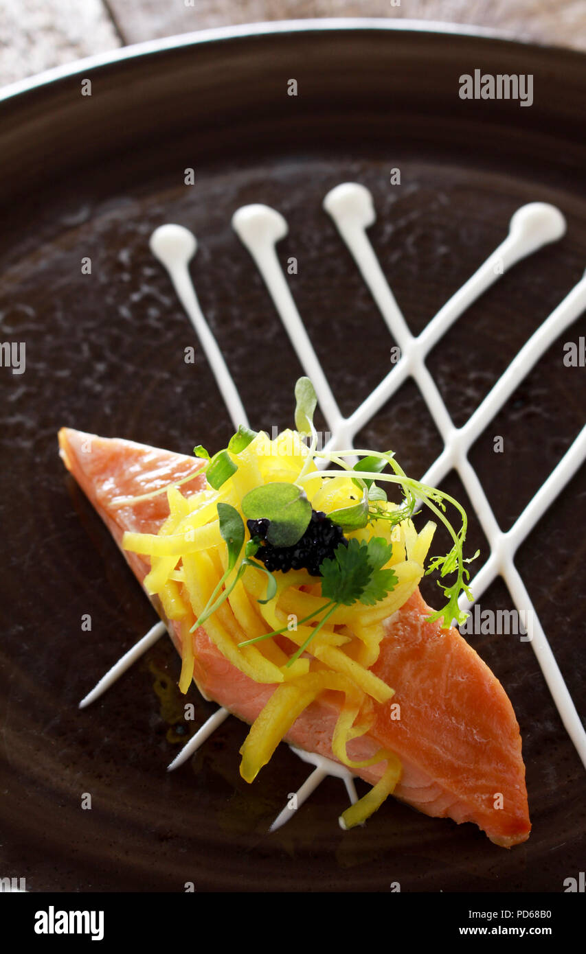 Hot smoked salmon starter hi-res stock photography and images - Alamy