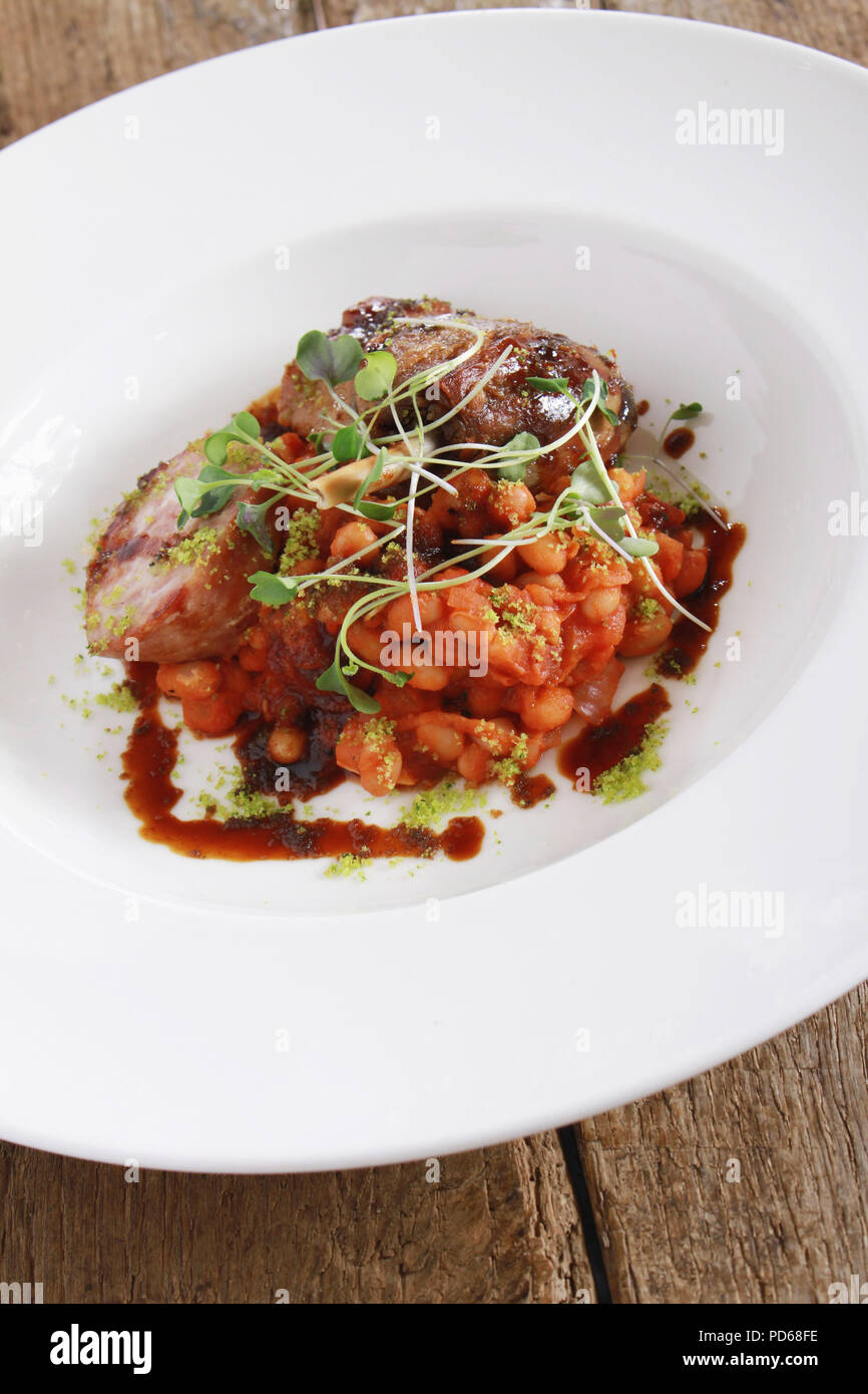 plated pork meal Stock Photo - Alamy
